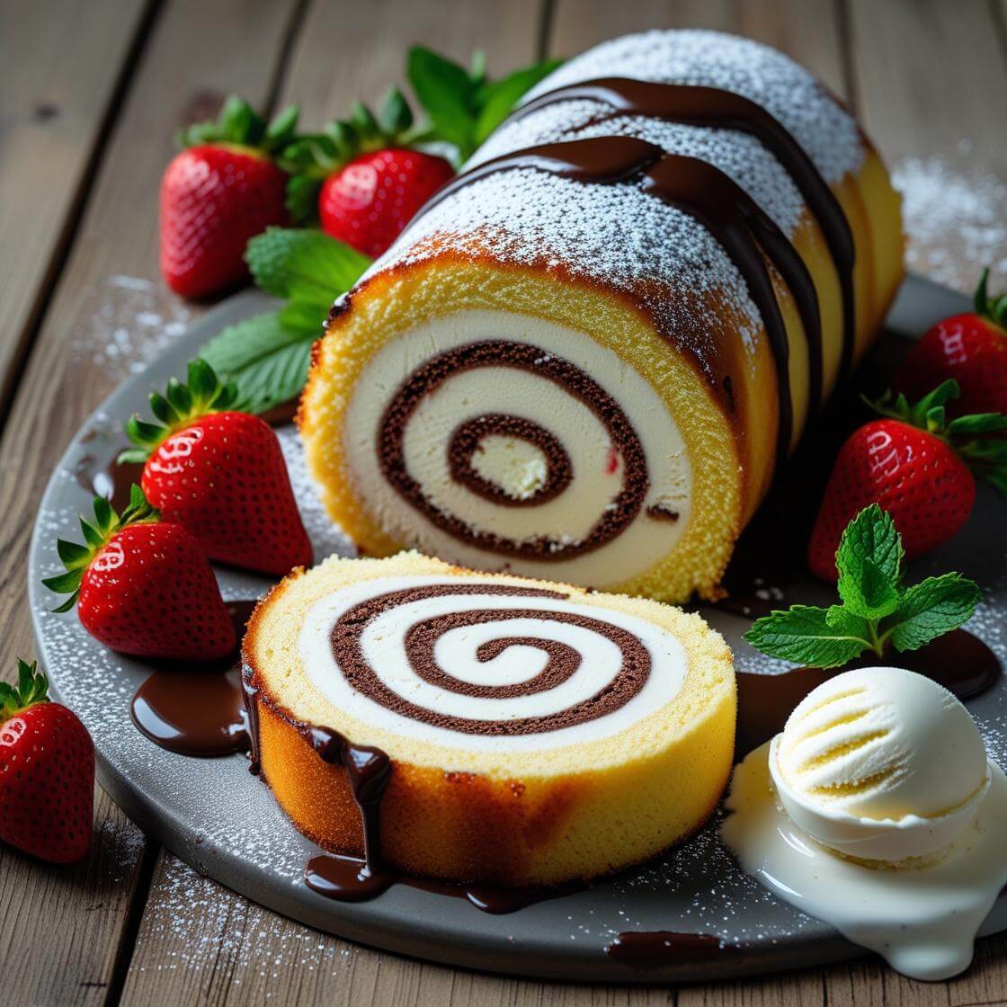 Easy Ice Cream Roll Cake Recipe – A Delicious Frozen Treat!
